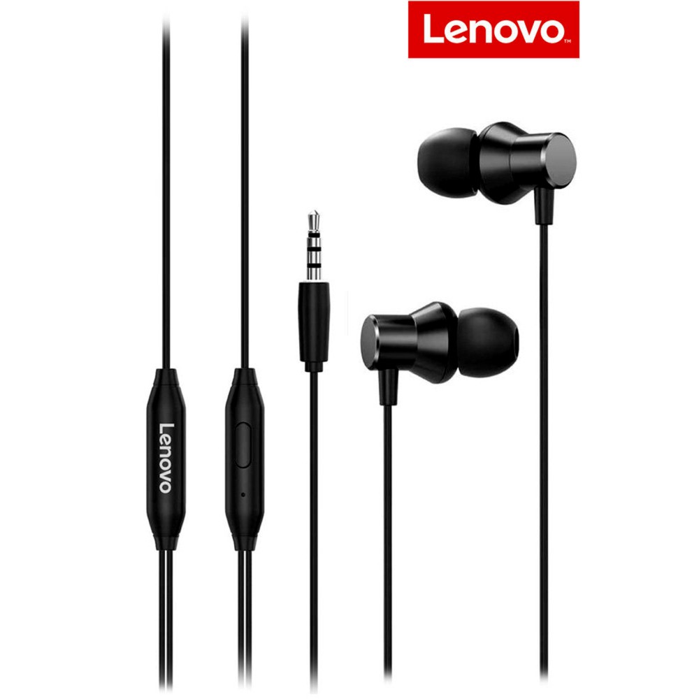 LENOVO HF130 HIFI SOUND QUALITY METAL WIRED EARPHONE - BLACK - NUMBER ...