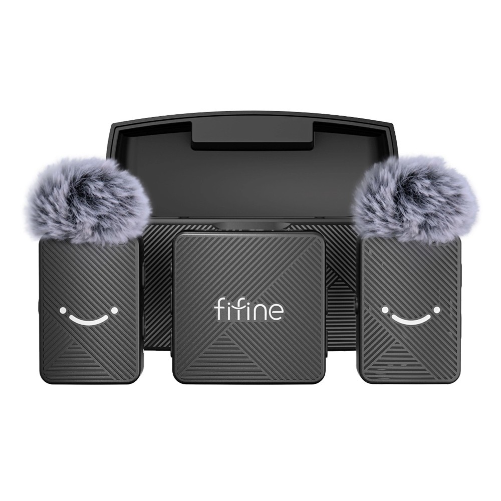FIFINE M9 2 PACK 30 HOURS BATTERY LIFE CLIP ON MIC SYSTEM WITH CHARGING ...