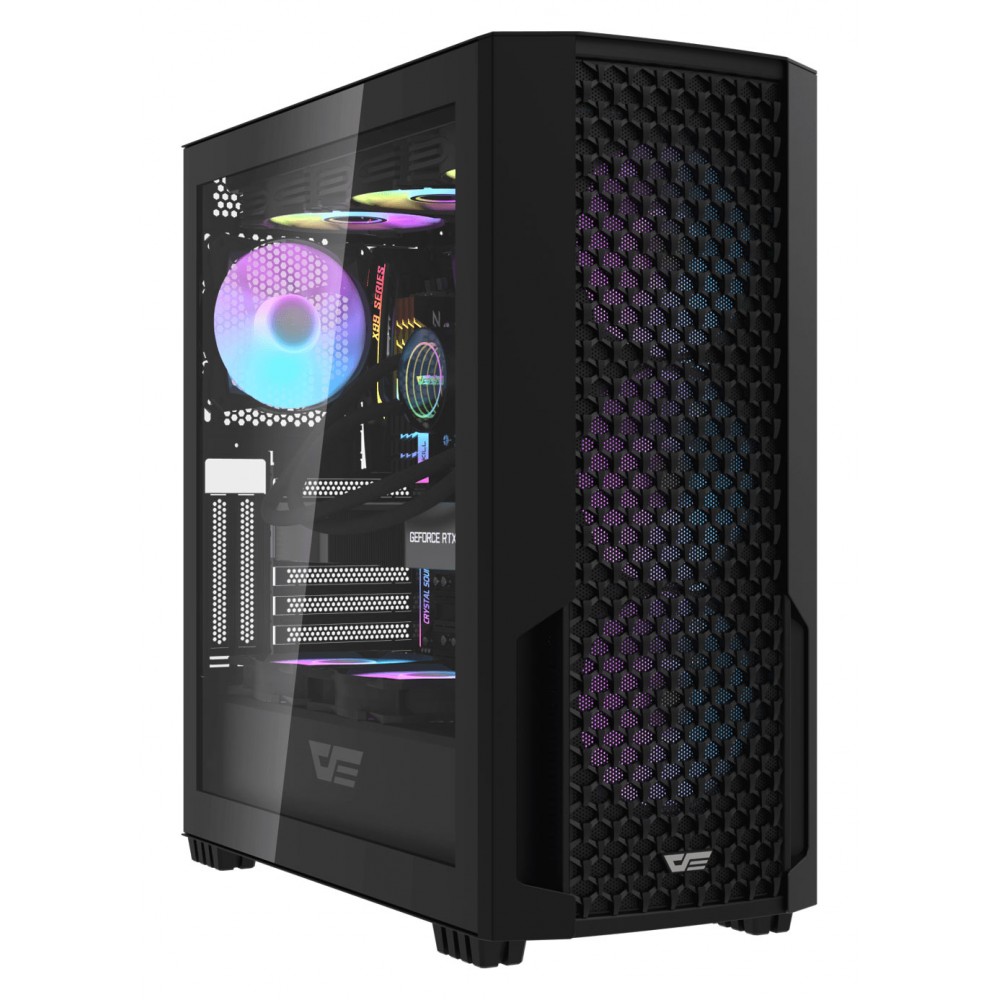 DARKFLASH DF2100 ATX TEMPERED GLASS PC CASE WITH 4 ARGB FANS USB 3.0 ...