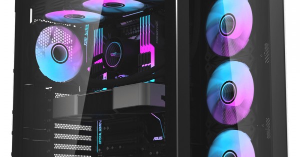 DARKFLASH DXL4000 TEMPERED GLASS PC CASE WITH 4 ARGB FANS USB TYPE-C ...