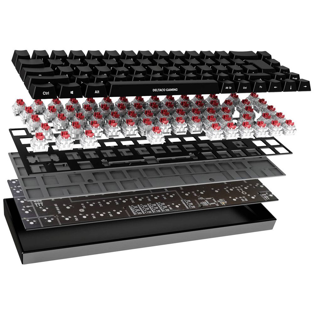 DELTACO DK440R 65% WIRELESS RGB GAMING KEYBOARD KAILH RED SWITCHES UK ...