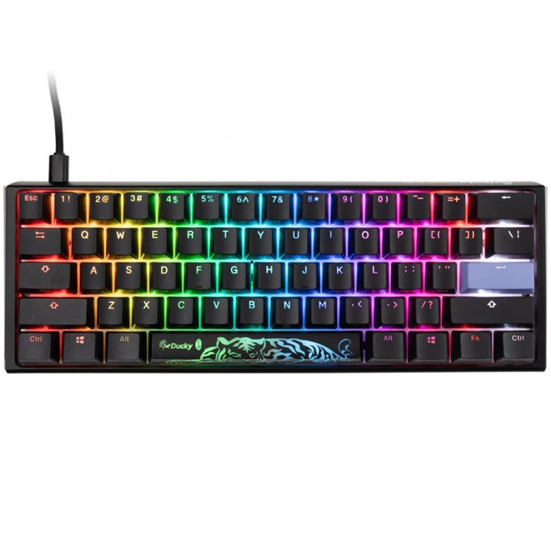 DUCKY ONE 3 CLASSIC BLACK/WHITE MINI 60% BLUE SWITCH CLICKY PBT US ...