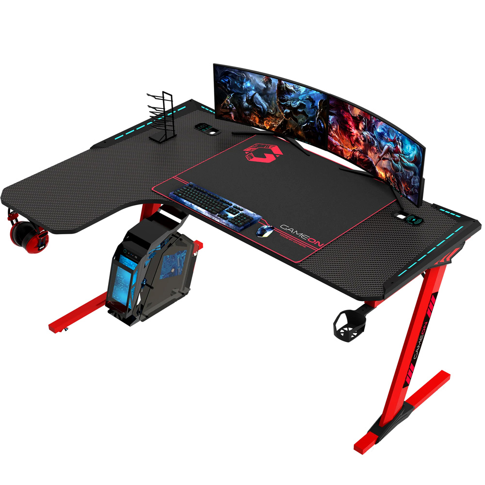 GAMEON PHANTOM XL-L SERIES L-SHAPED RGB FLOWING LIGHT GAMING DESK WITH ...