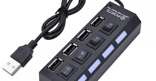 USB 2.0 HUB HIGH SPEED 480MBPS SUPPORT 500GB 4 PORT WITH ON/OFF-SWITCH ...