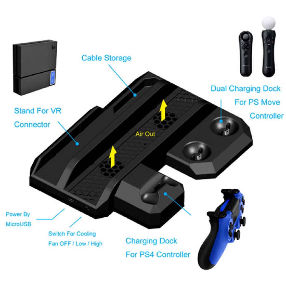 DOBE MULTI-FUNCTION COOLING STAND FOR VR PS4 SERIES