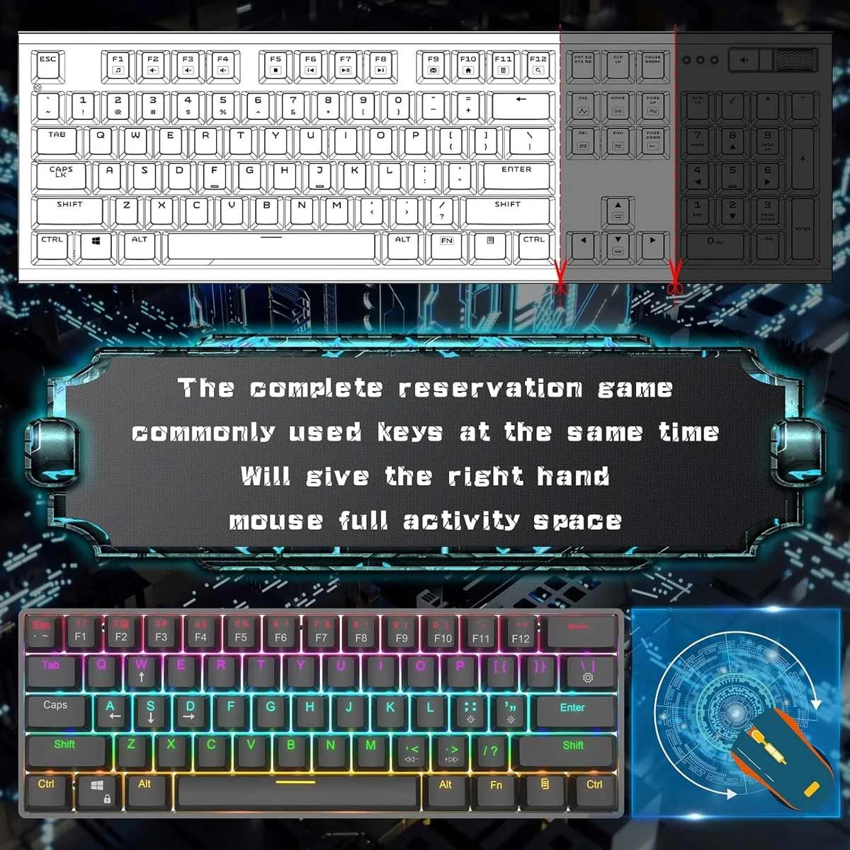 BAJEAL K101 60% RGB WIRED GAMING MECHANICAL KEYBOARD TYPE-C HOT ...