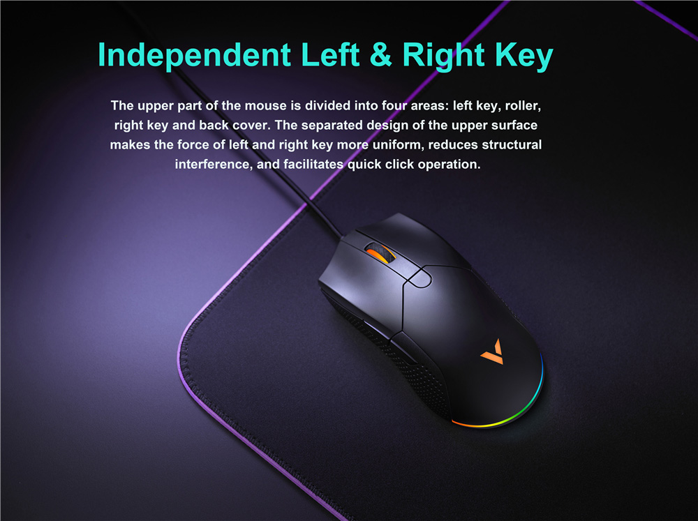 RAPOO V30 5000 DPI RGB BACKLIT IR OPTICAL WIRED GAMING MOUSE - BLACK